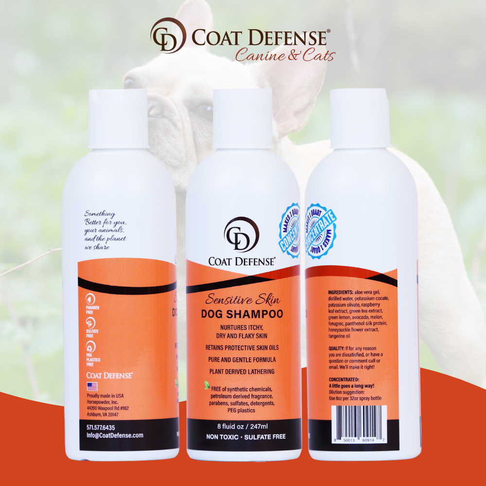 Coat Defense Sensitive Skin Dog Shampoo Concentrate - 8oz | Calms Itchy ...
